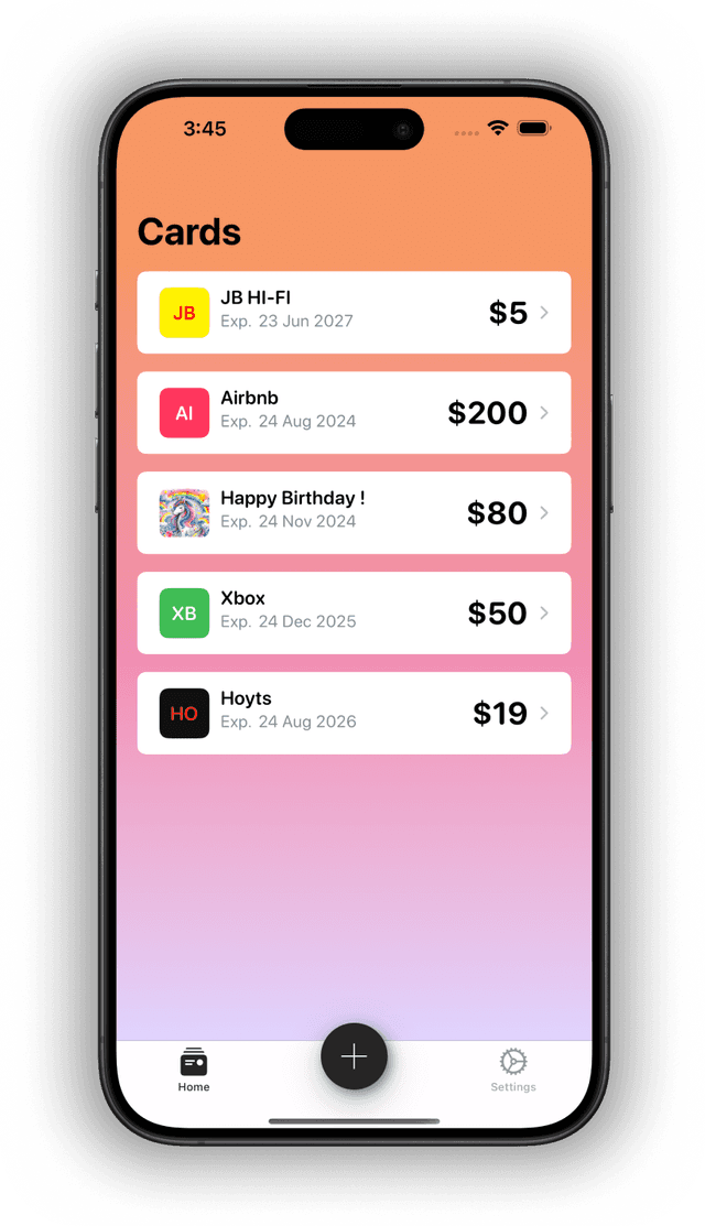 Gifted: Wallet for all your gift cards